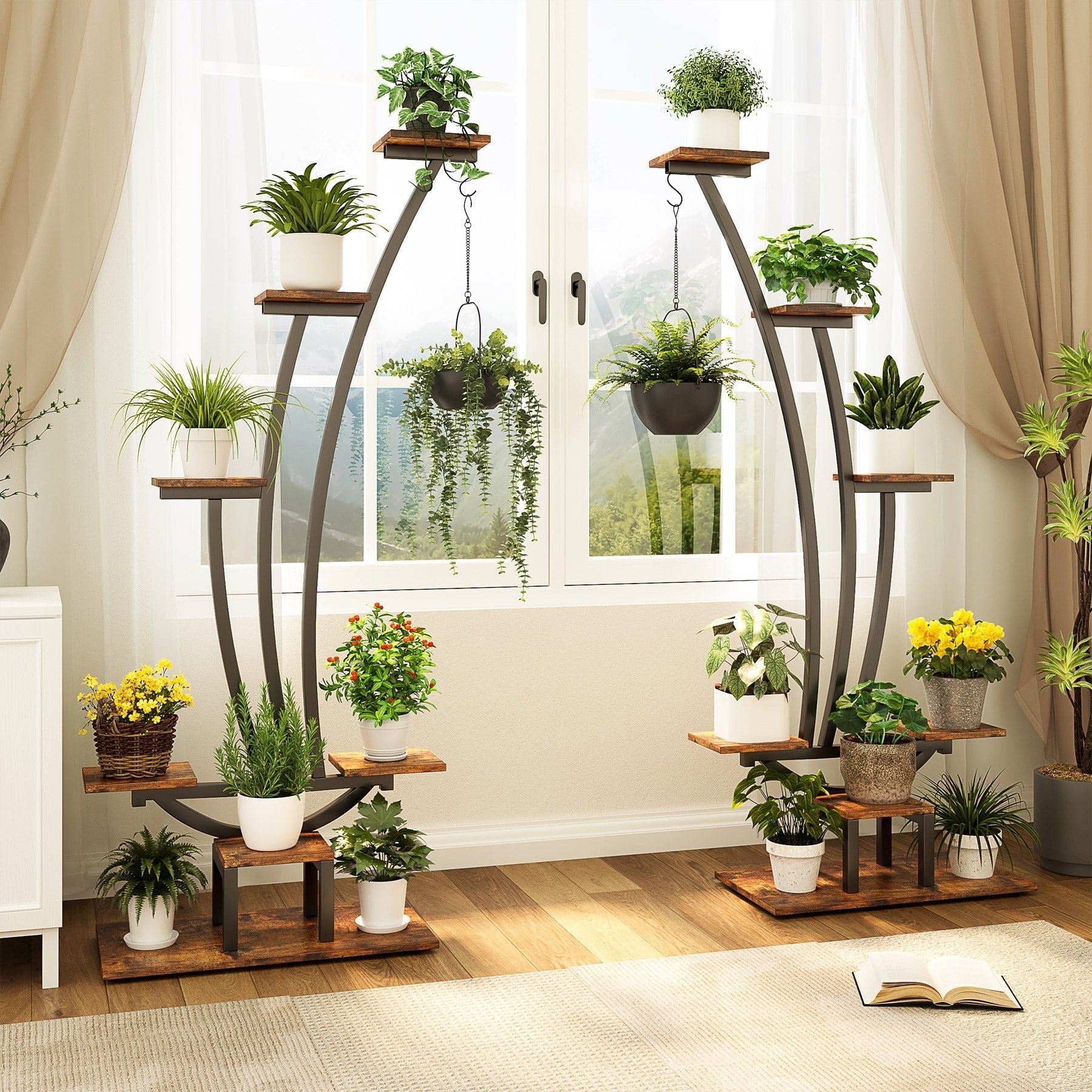 Tribesigns Plant Stand, Metal Curved Display Shelf Pack of 2-TribesignsCA