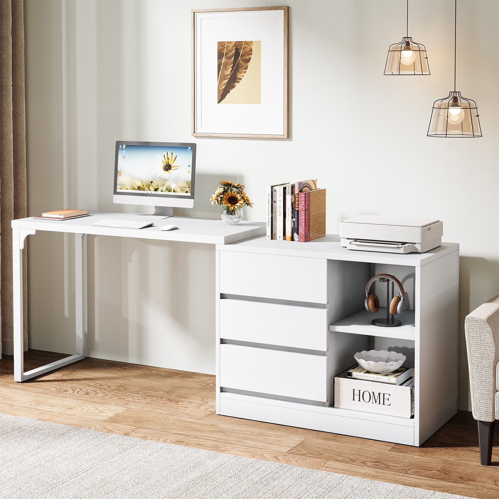 Tribesigns L-Shaped Computer Desk, Reversible Corner Desk With Cabinet ...